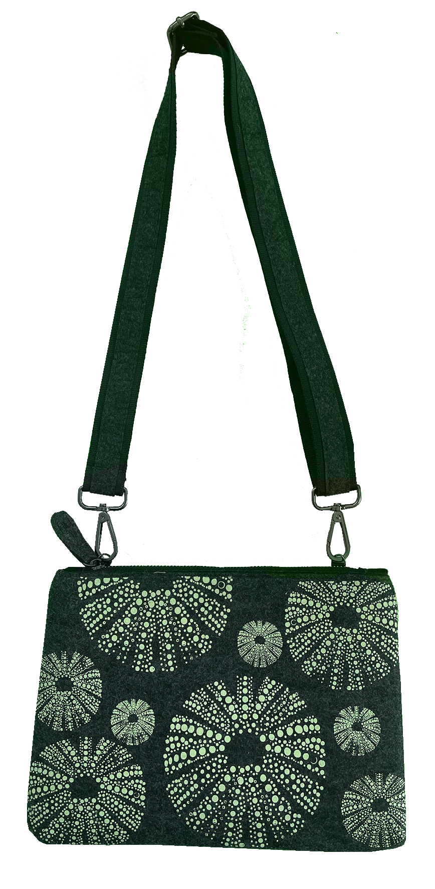 green kina on grey ecofelt crossbody bag – JoLuping_Design