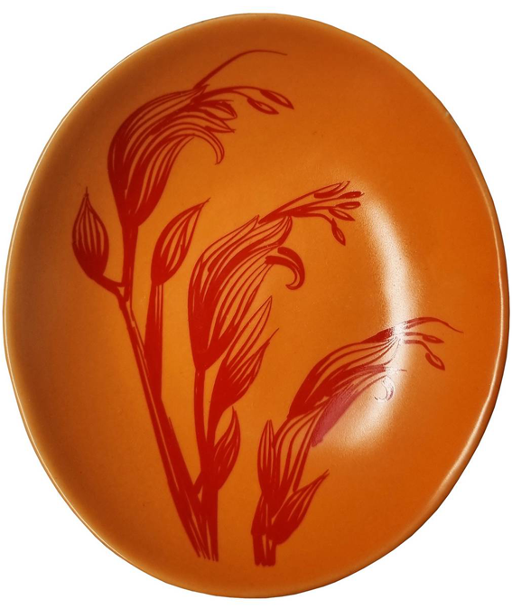 harakeke flower 3 red on orange – JoLuping_Design